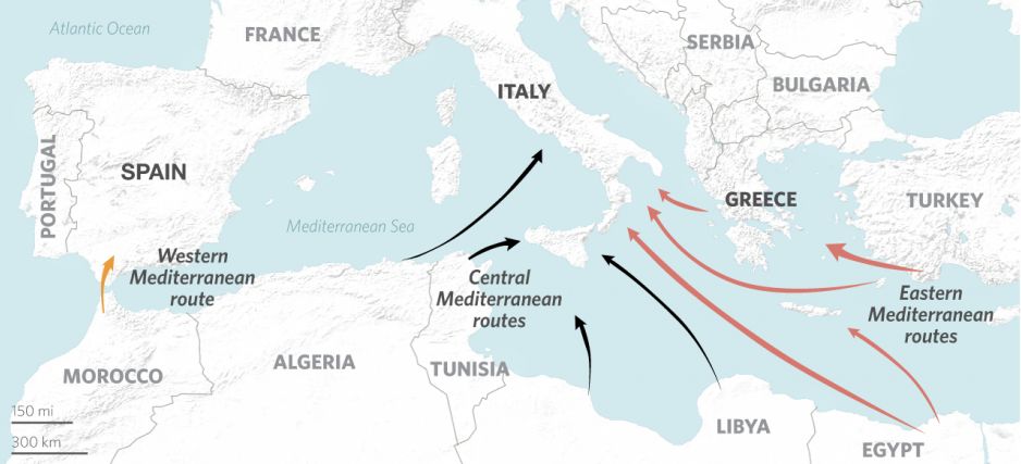 Central and Eastern Mediterranean Migrant Routes